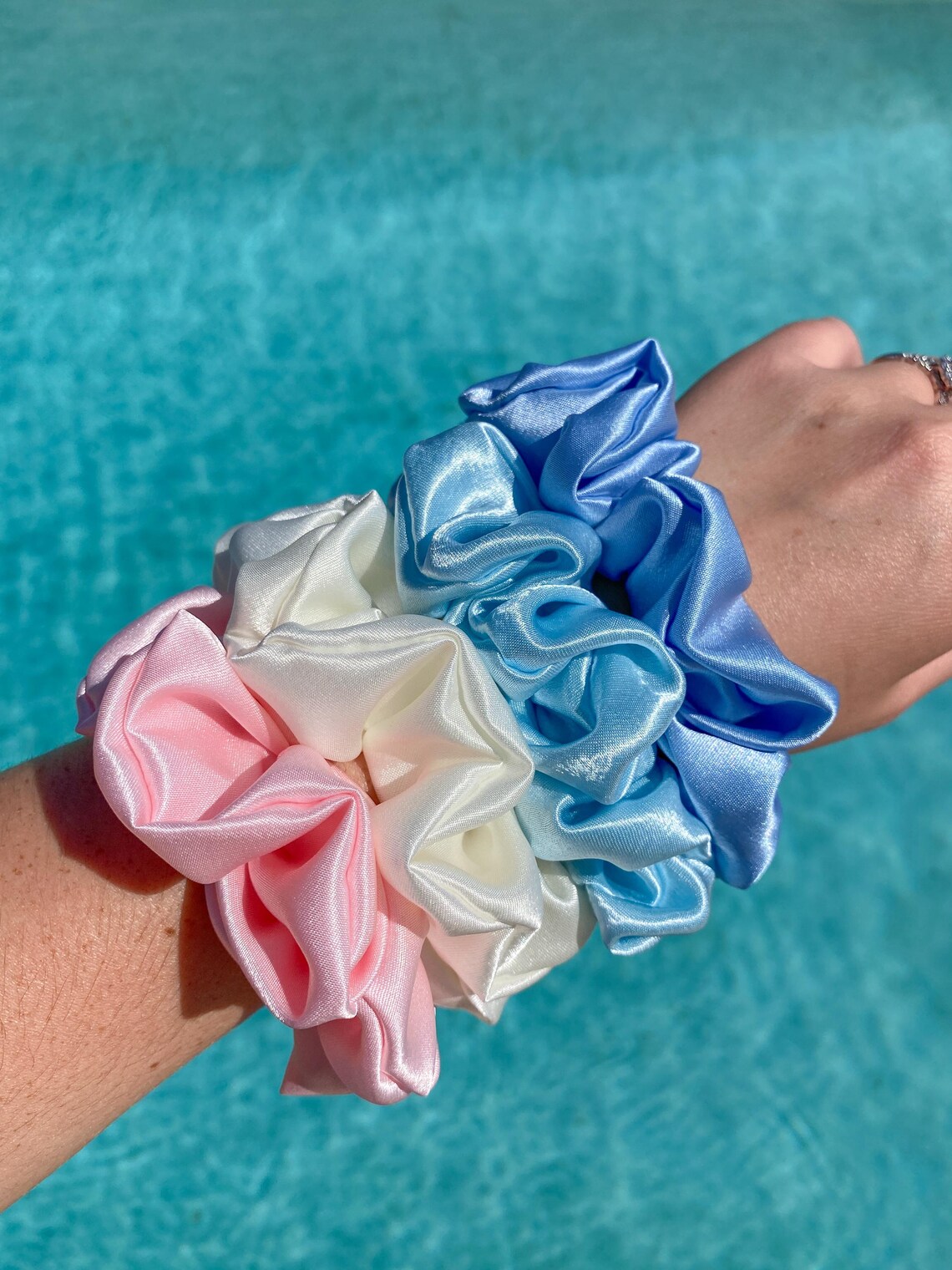 Light Blue Satin Scrunchie! | Pretty Blue Handmade Scrunchie | Hair ...
