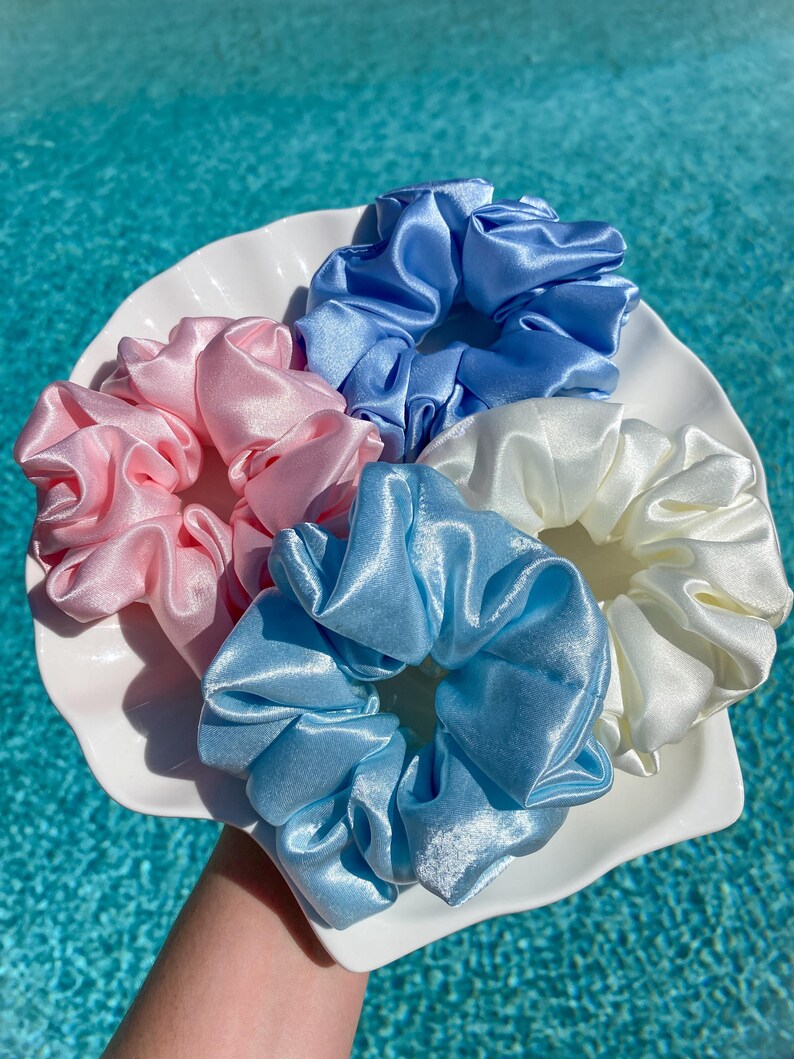 Light Blue Satin Scrunchie! | Pretty Blue Handmade Scrunchie | Hair ...