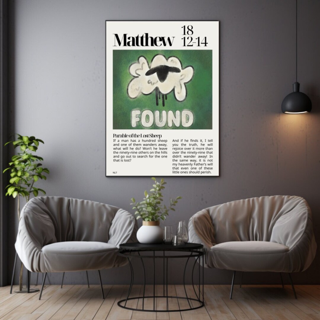 Parable of the Lost Sheep Scripture Wall Art, Matthew 18 Leaves the 99 ...