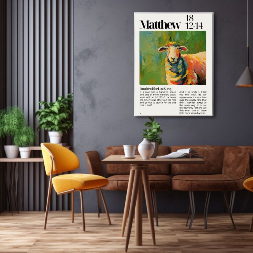 Parable of the Lost Sheep Scripture Wall Art, Matthew 18 Leaves the 99 ...