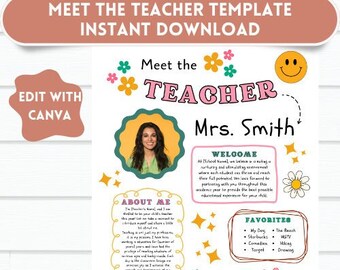 Meet the Teacher Template, Editable Meet the Teacher Boho Groovy ...