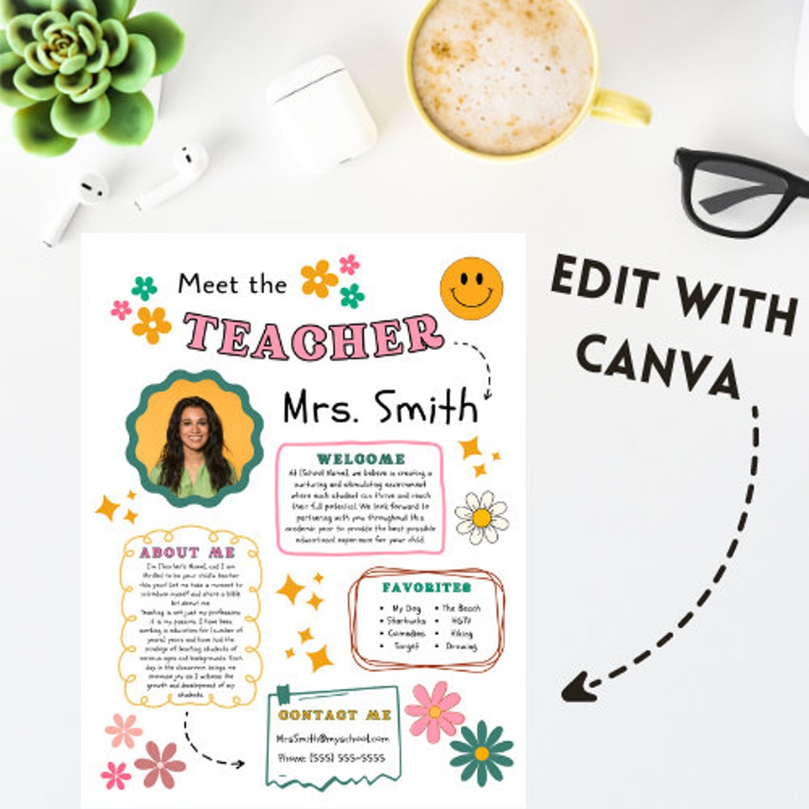 Meet the Teacher Template, Groovy Meet the Teacher, Retro Meet the ...
