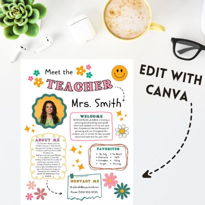 Meet the Teacher Template, Groovy Meet the Teacher, Retro Meet the ...