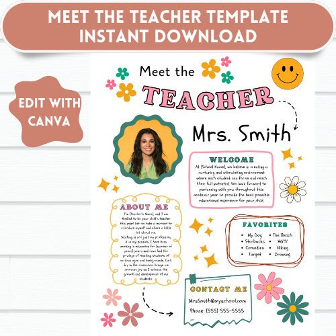 Meet the Teacher Template, Groovy Meet the Teacher, Retro Meet the ...