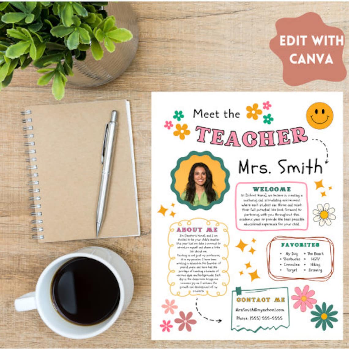 Meet the Teacher Template, Groovy Meet the Teacher, Retro Meet the ...