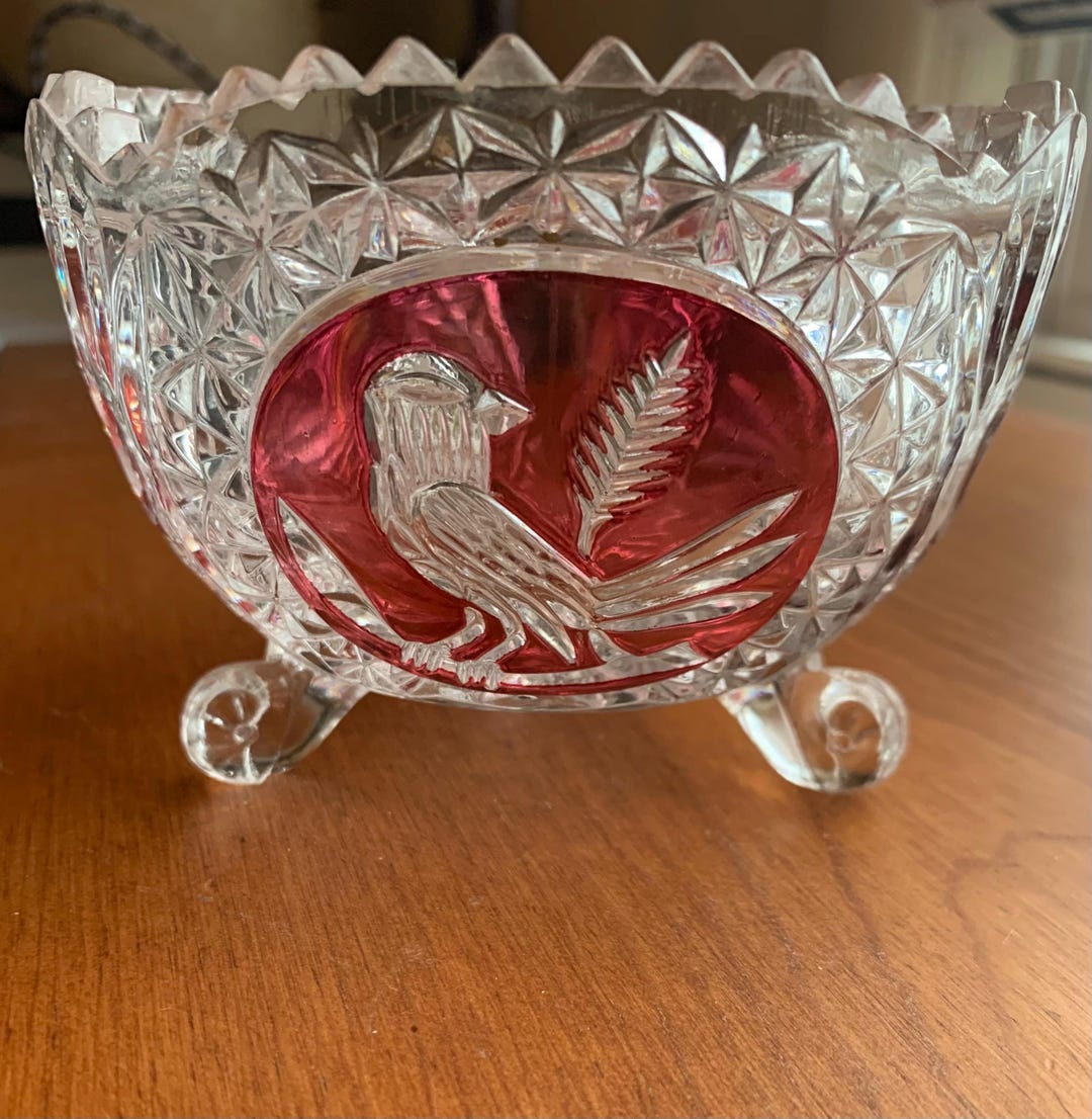 Vintage Hofbauer Byrdes Collection Ruby Red Bird Candy Dish Crystal - Etsy