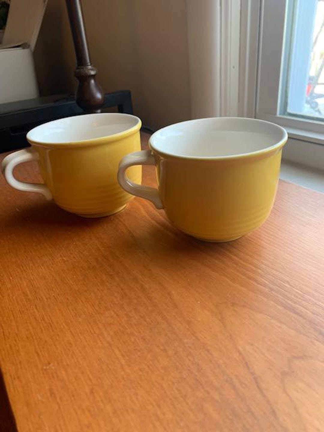 Set of Two Mikasa Yellow Mugs With White Handles White Interior - Etsy