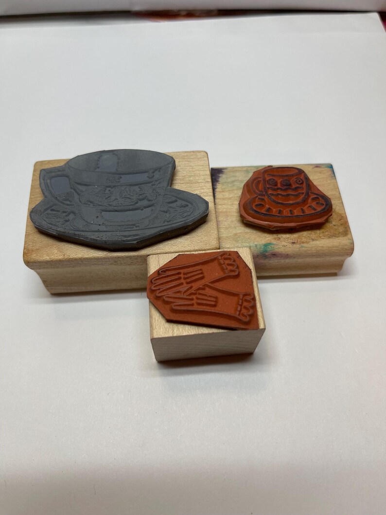 Tea Set Trio Wooden Rubber Stamps – Charming Tea-themed Stamps for ...