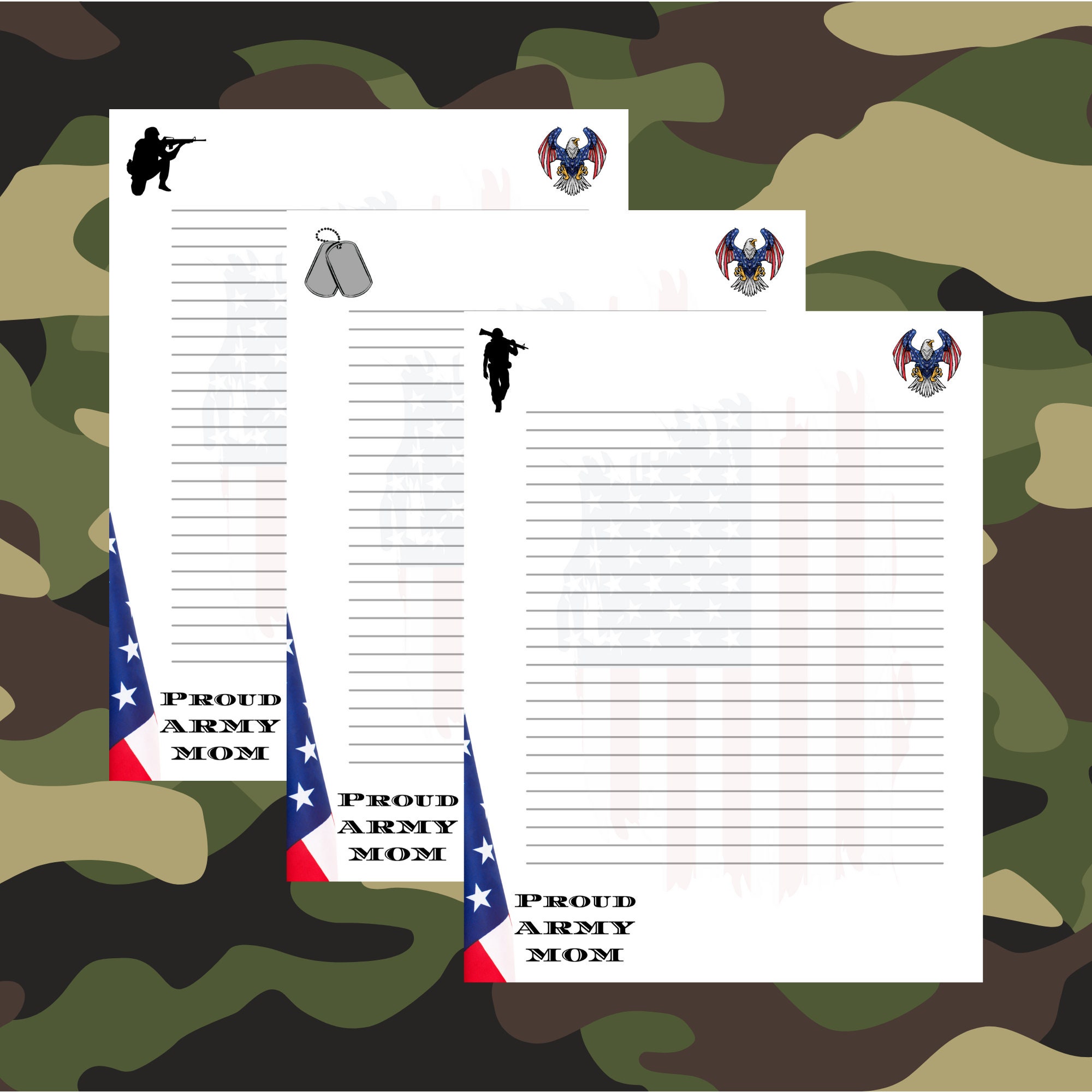 Proud Army Mom Stationary - Printable Stationary - Printable Writing ...