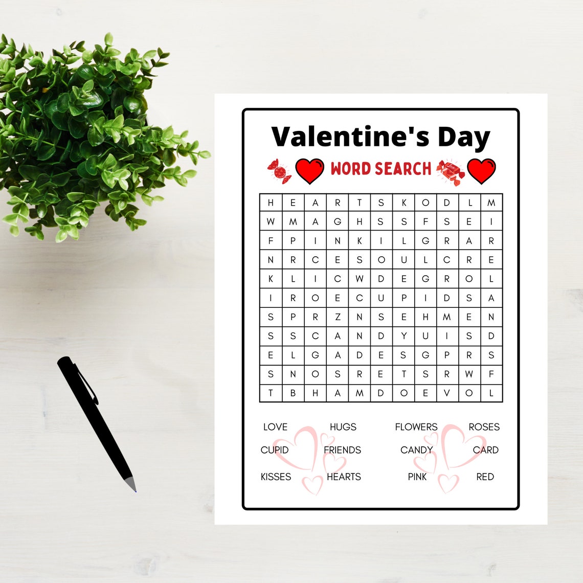 Valentine Word Search Printable Printable Valentine Activity Valentine ...