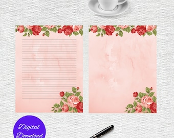 Printable Floral Stationary Lined & Unlined - Etsy
