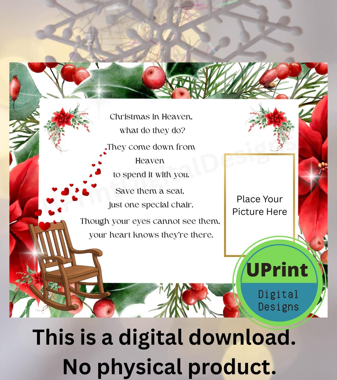 Christmas in Heaven Poem: Remembrance Memorial Print (PNG Printable and ...