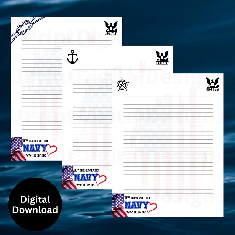 Navy Wife Stationery: American Flag Printable Writing Paper (PDF) - Etsy