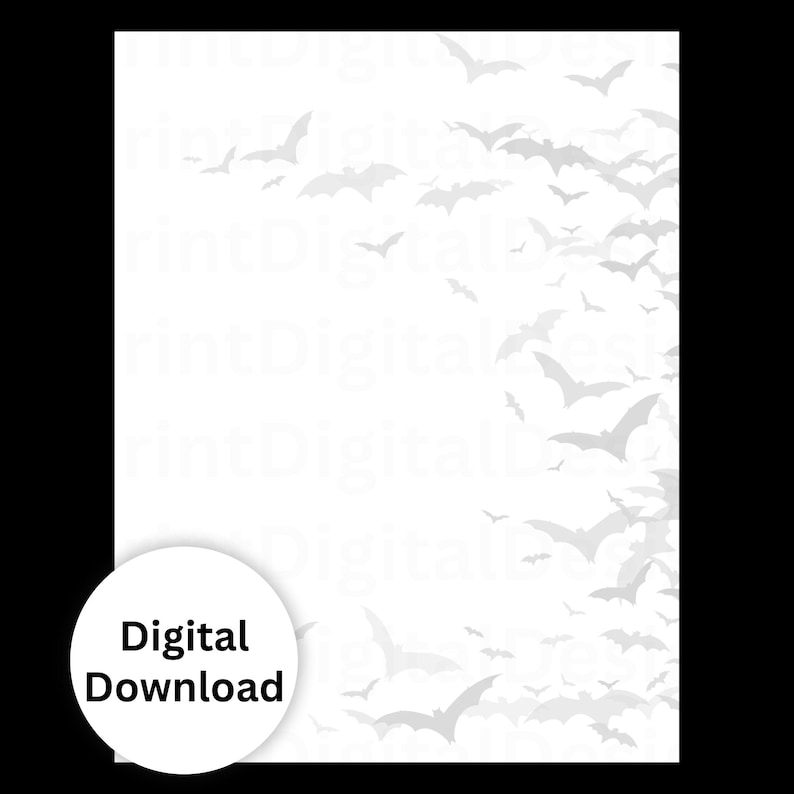 Gothic Bat & Moon Stationary: Printable Halloween Letter Paper (PDF ...