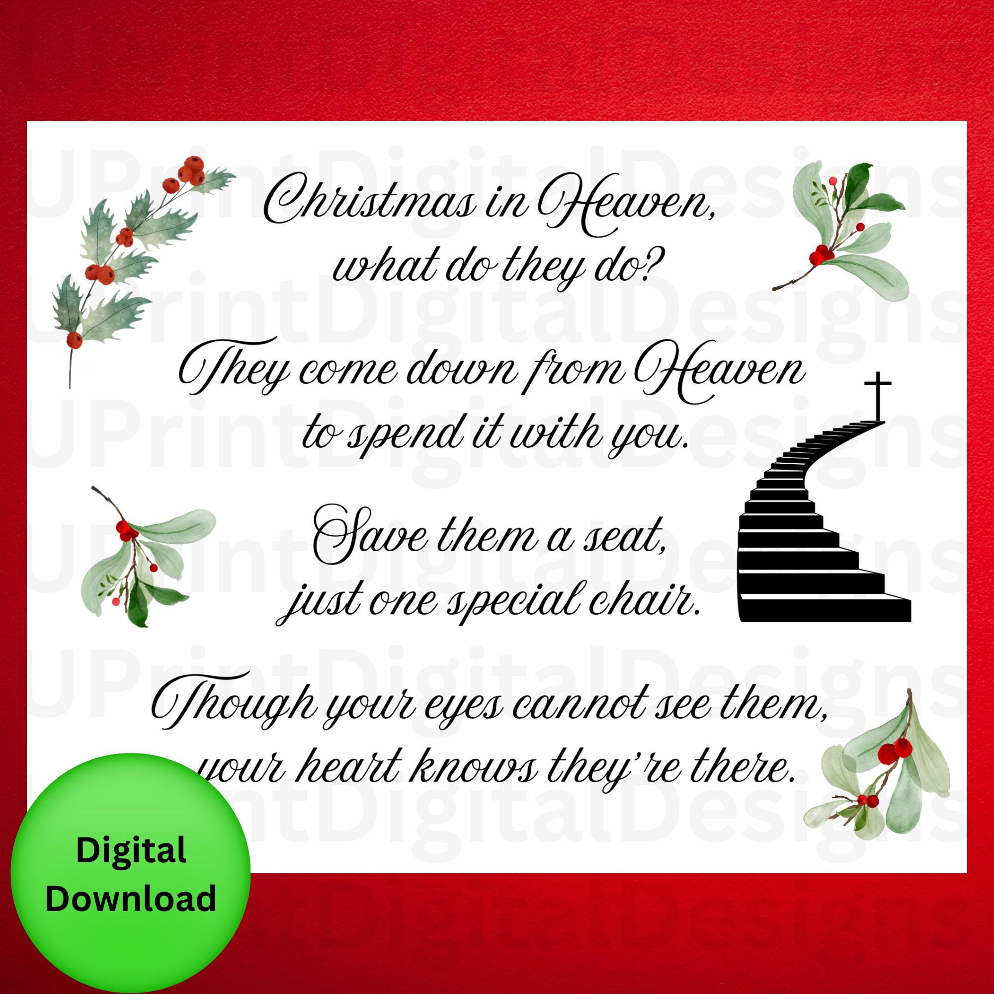 Christmas in Heaven Poem: Remembrance Memorial Print (PDF Printable) - Etsy