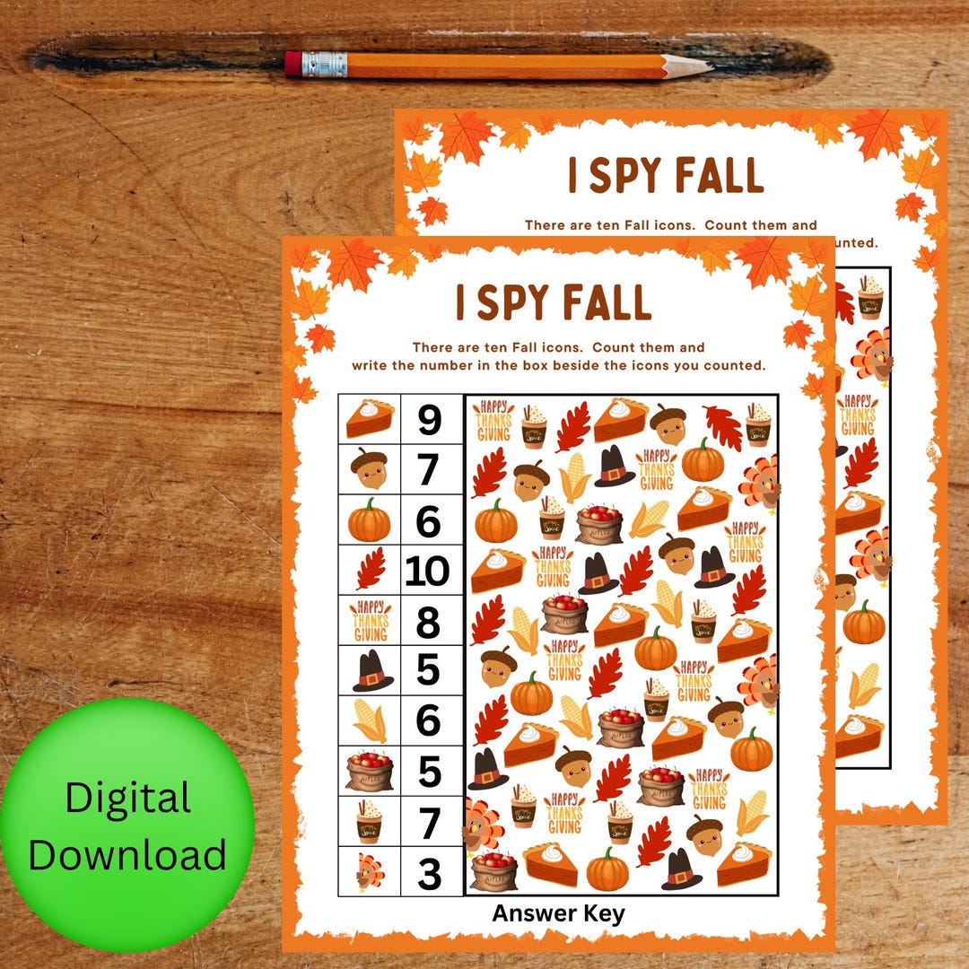 Thanksgiving I Spy Game - Thanksgiving Fall Printable Game - Classroom ...