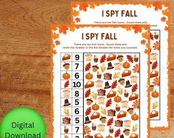 Thanksgiving I Spy Game: Fall Printable Activity (PDF) - Etsy