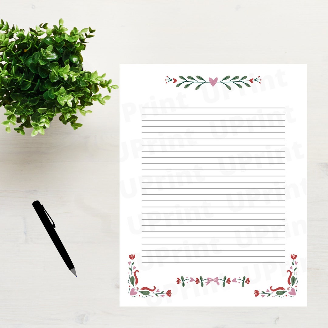 Country Heart Printable Stationary: Cottage Theme Writing Paper (PDF ...