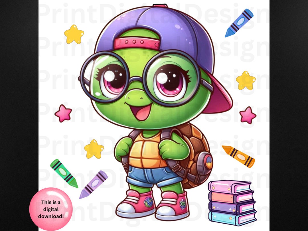 Back to School Turtle PNG, Kids Shirt Design (digital Download) - Etsy