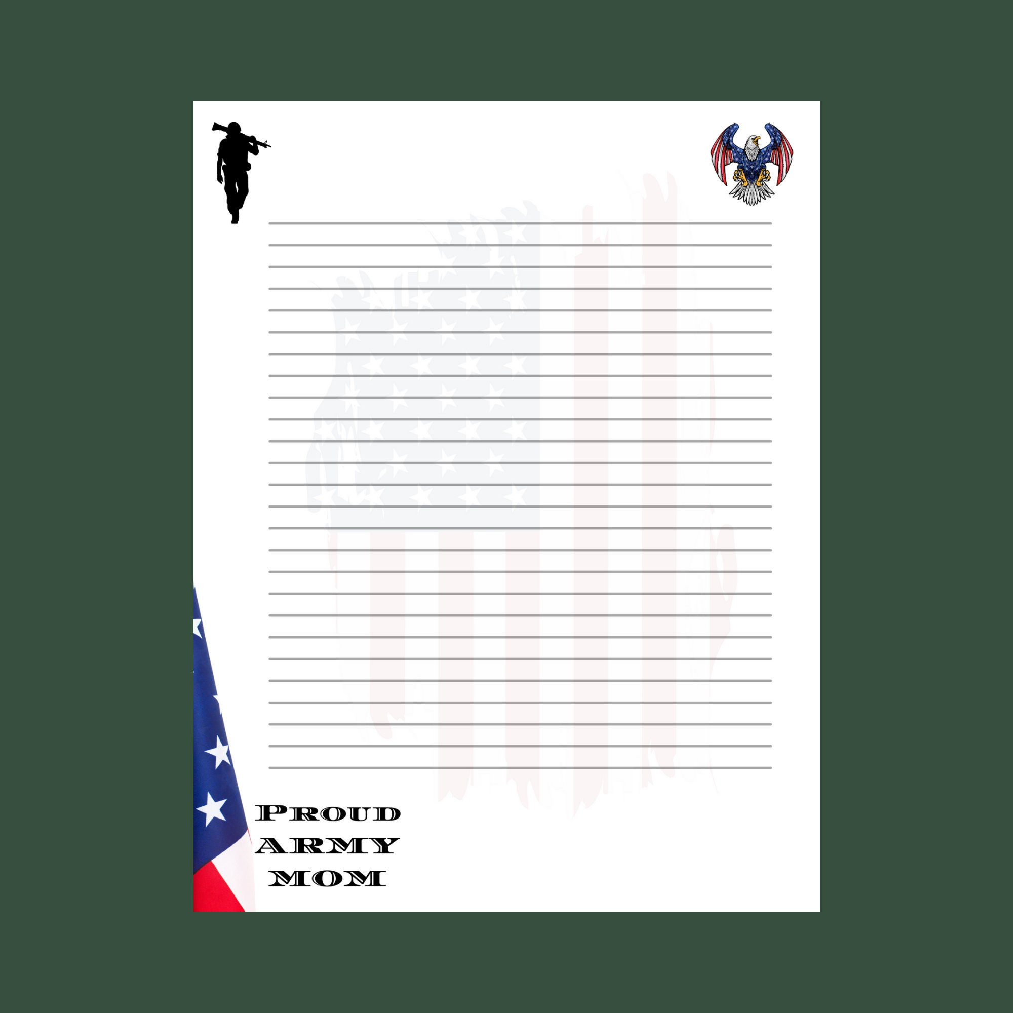 Proud Army Mom Stationary - Printable Stationary - Printable Writing ...