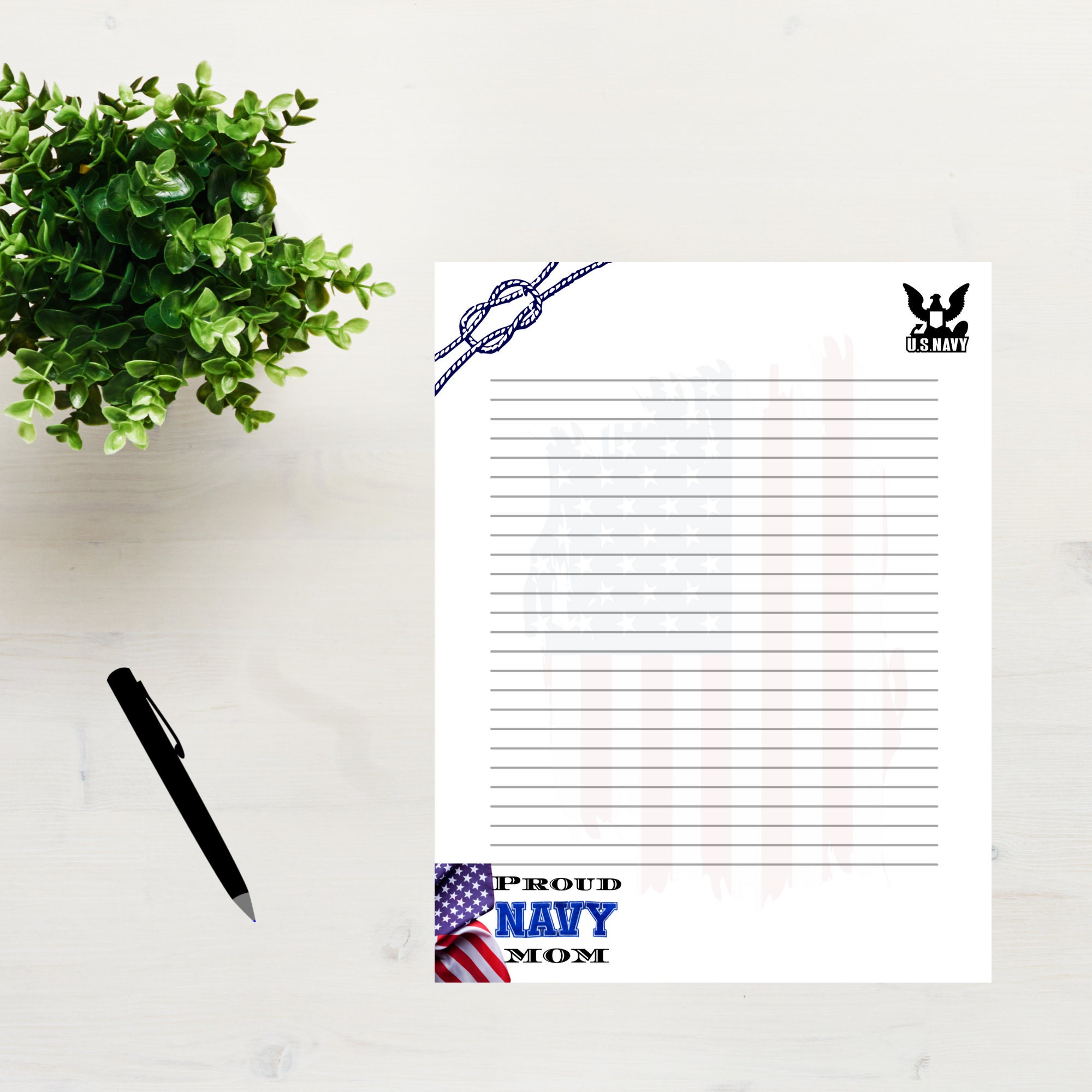 Proud Navy Mom Printable Stationery: American Flag Printable Writing ...