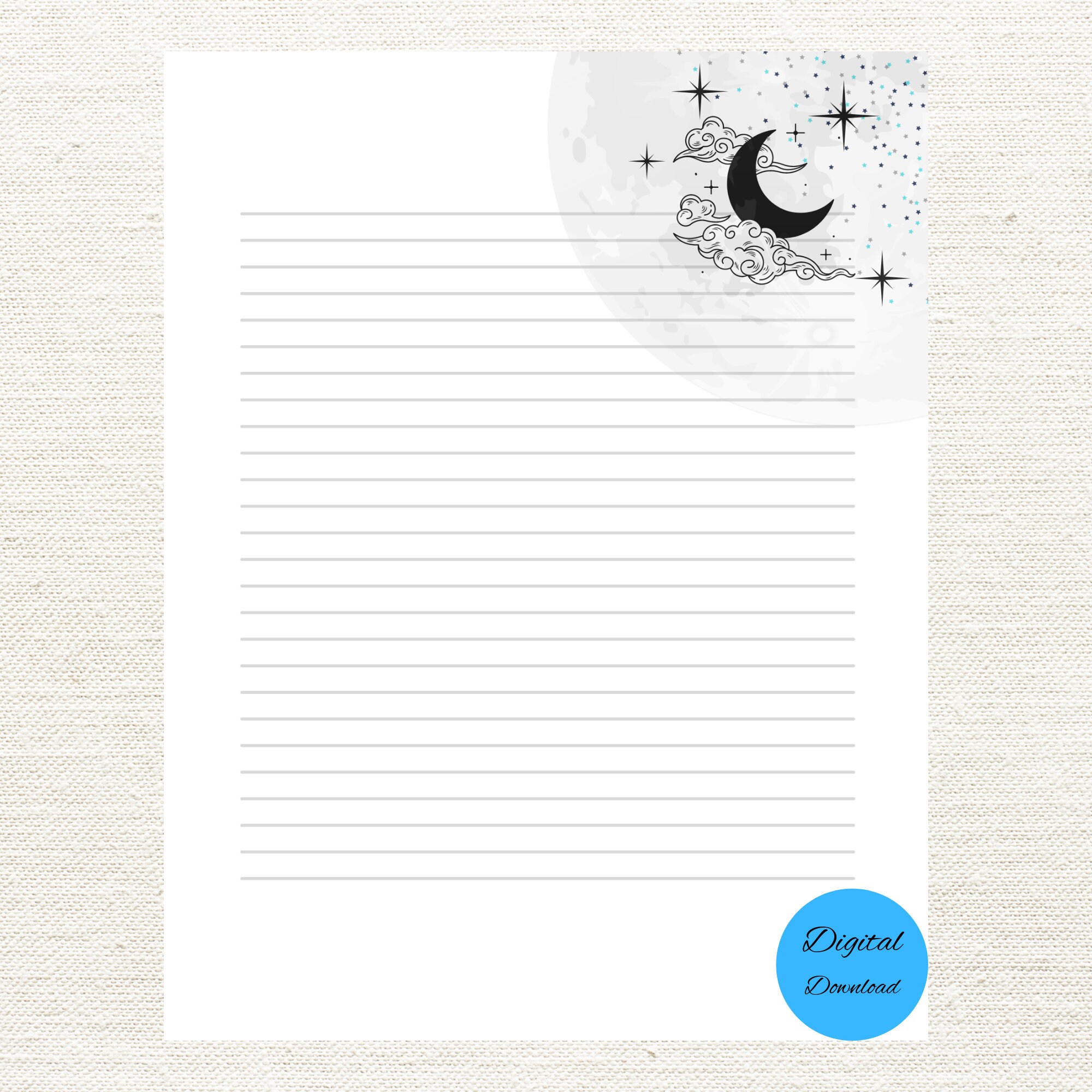 Moon and Stars Stationary - Celestial Stationary - Printable PDF - Moon ...
