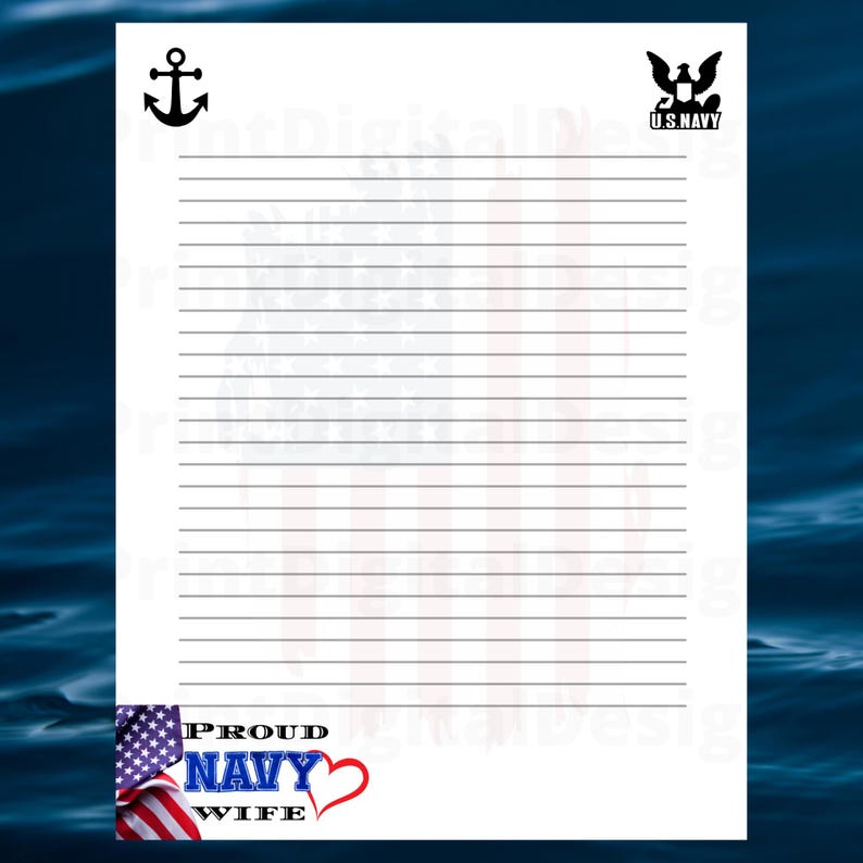 Navy Wife Stationery: American Flag Printable Writing Paper (PDF) - Etsy