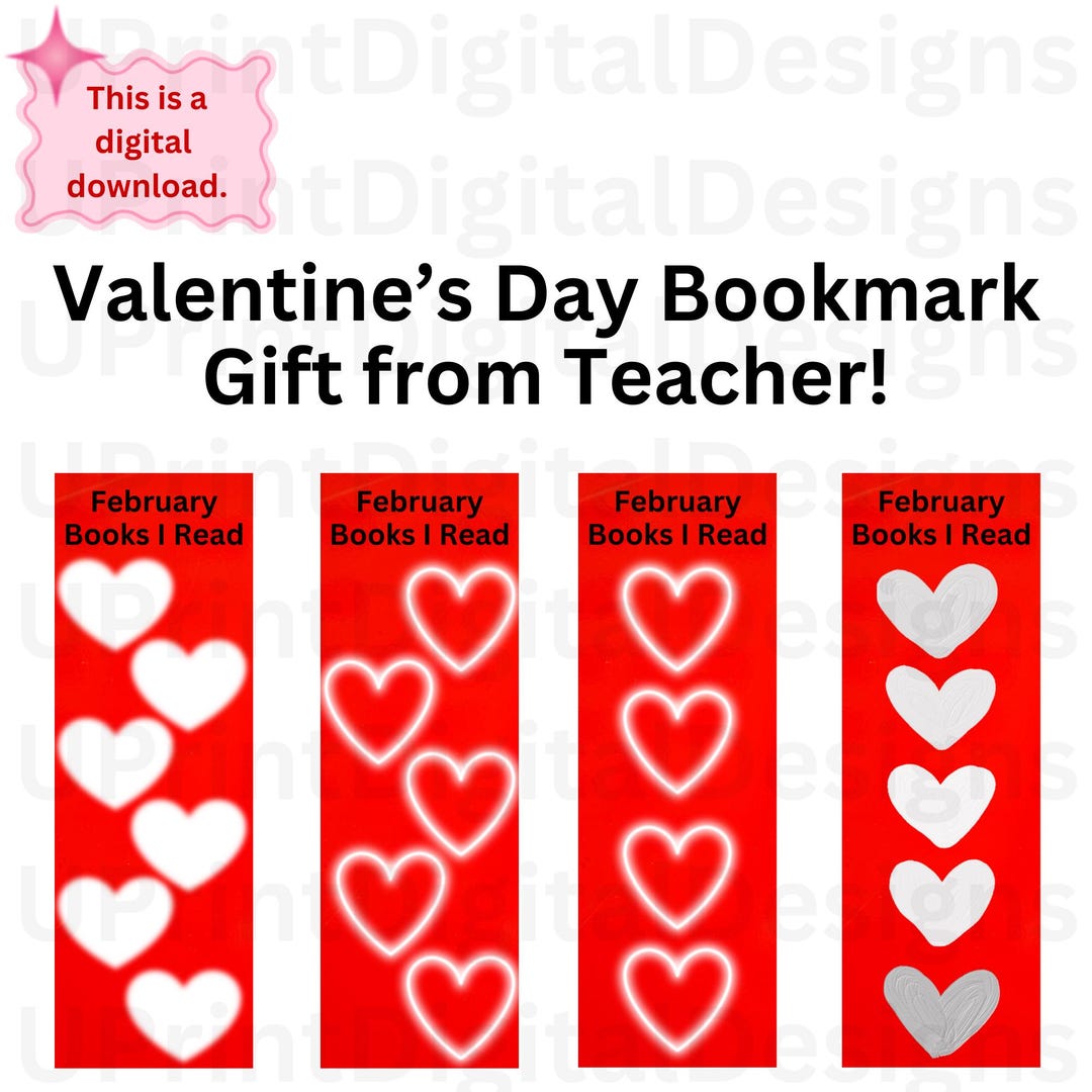 Book Tracker Bookmark - Valentine Gift From Teacher - Valentine ...