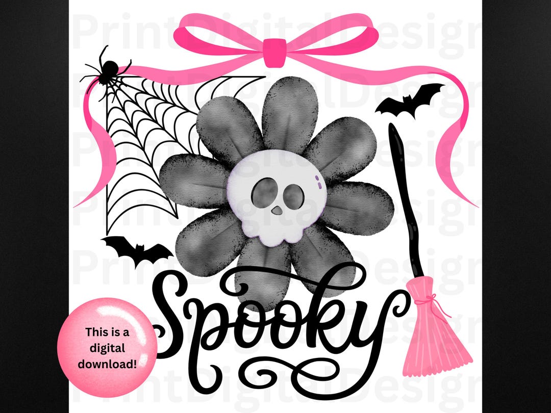 Spooky Coquette Halloween PNG: Pink & Black Gothic Glam (digital ...