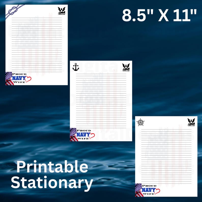 Navy Wife Stationery: American Flag Printable Writing Paper (PDF) - Etsy