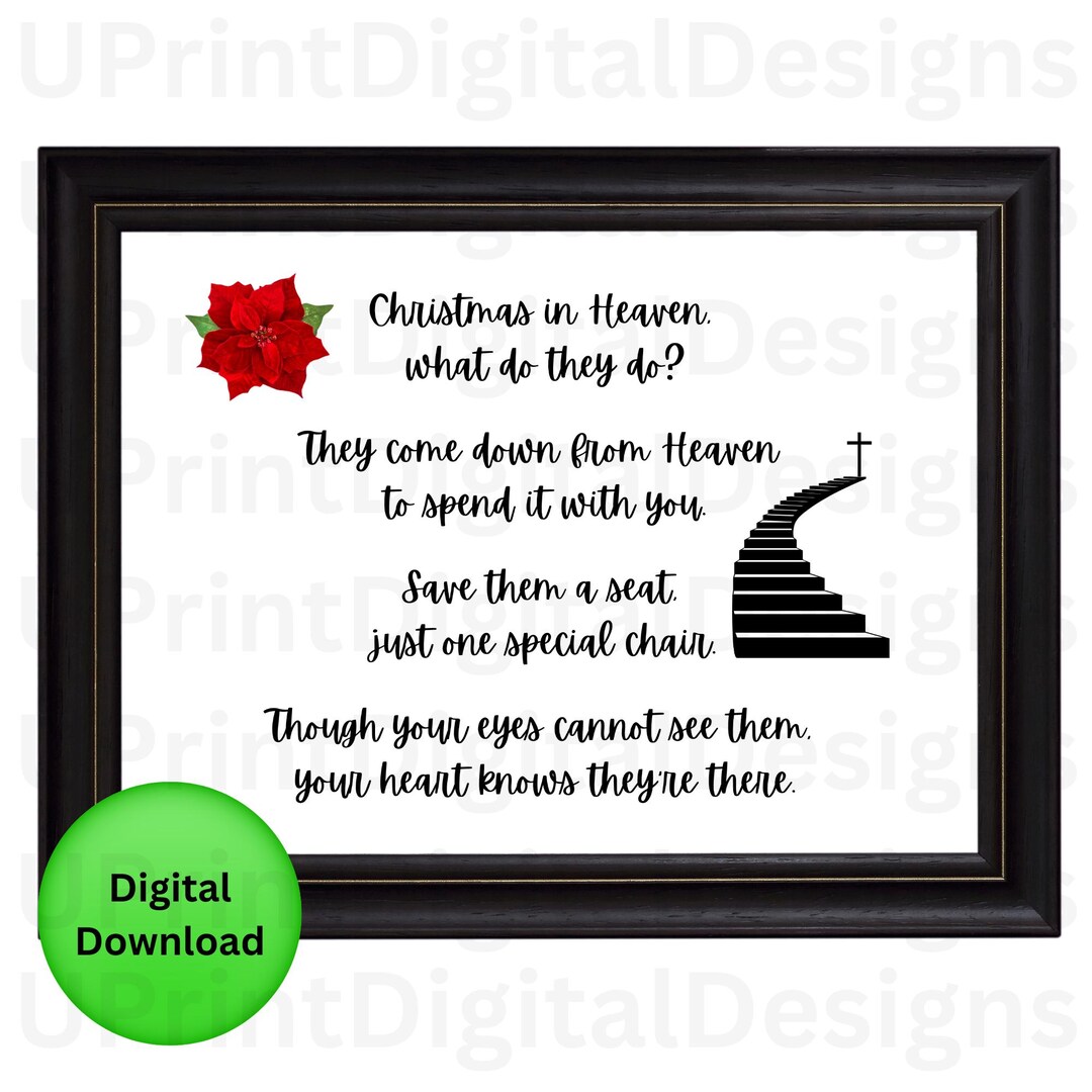 Christmas in Heaven Poem: Remembrance Memorial Print (PDF Download) - Etsy