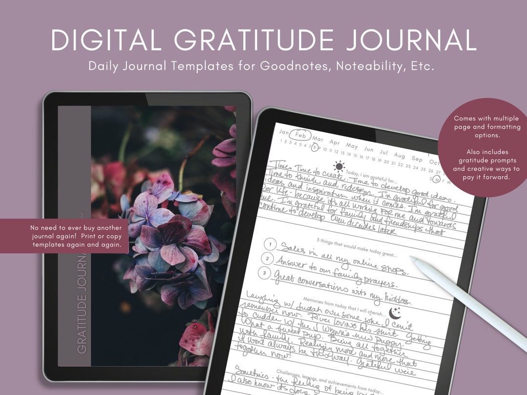 Digital Gratitude Journal, 5 Minute Journal Digital, Self Reflection ...