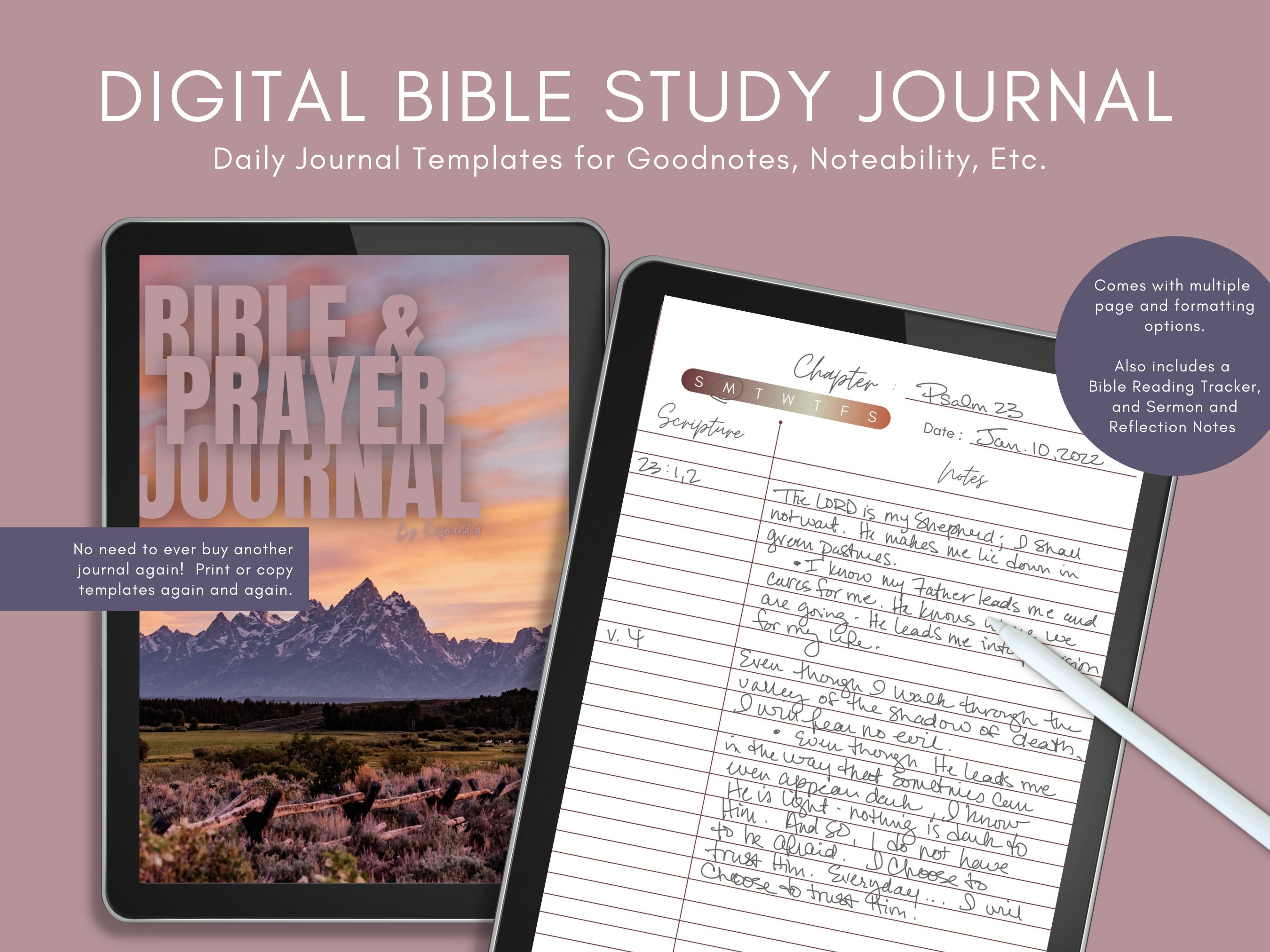 Bible Journal Download for Goodnotes or Print | Goodnotes Template ...