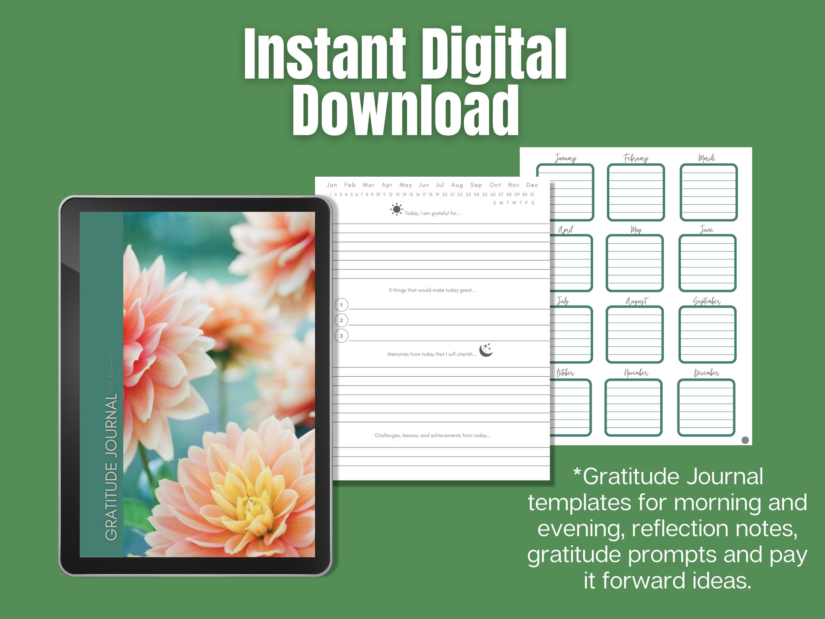 Digital Gratitude Journal, 5 Minute Journal Digital, Self Reflection ...