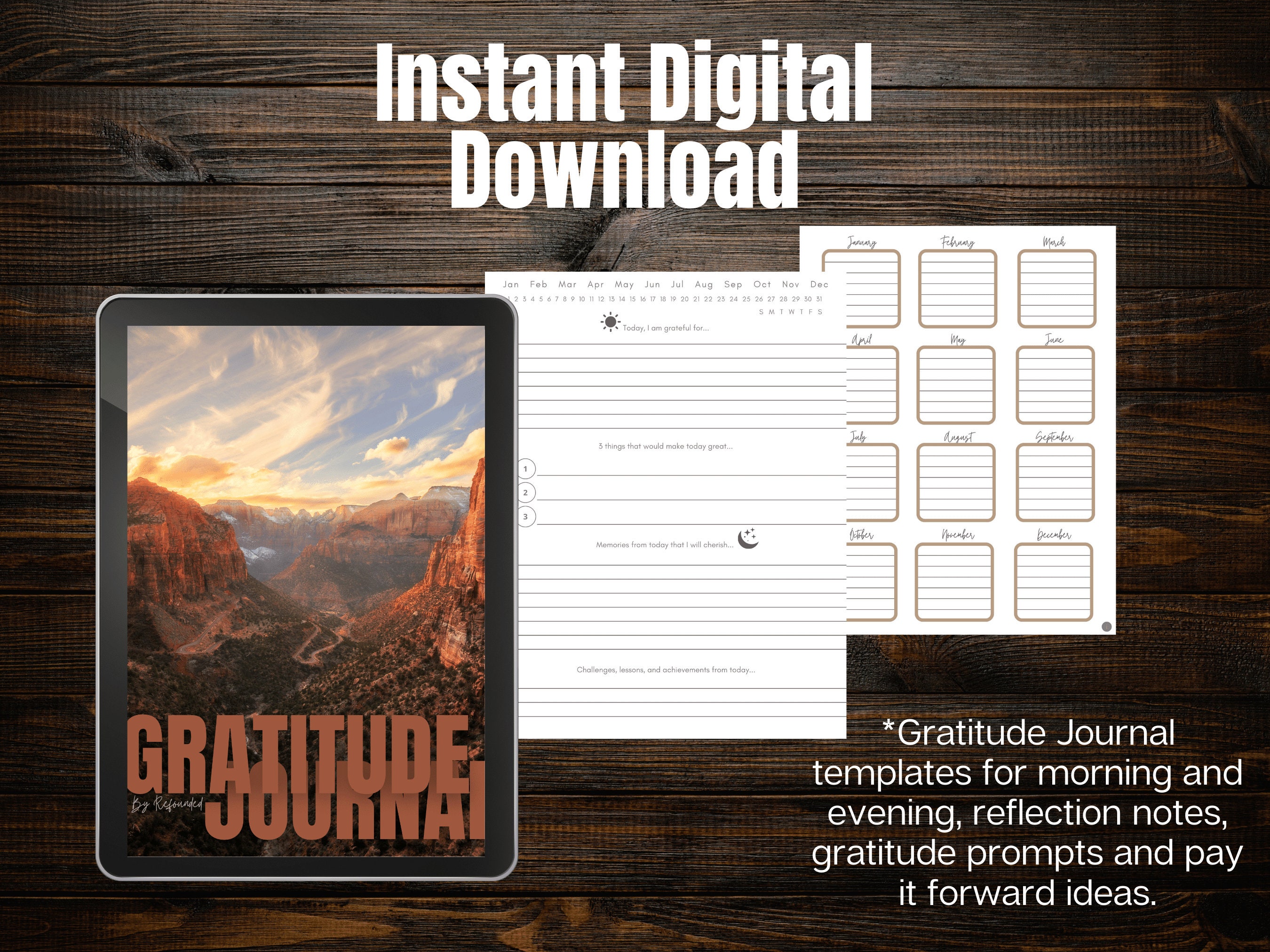 Digital Gratitude Journal, 5 Minute Journal Digital, Self Reflection ...