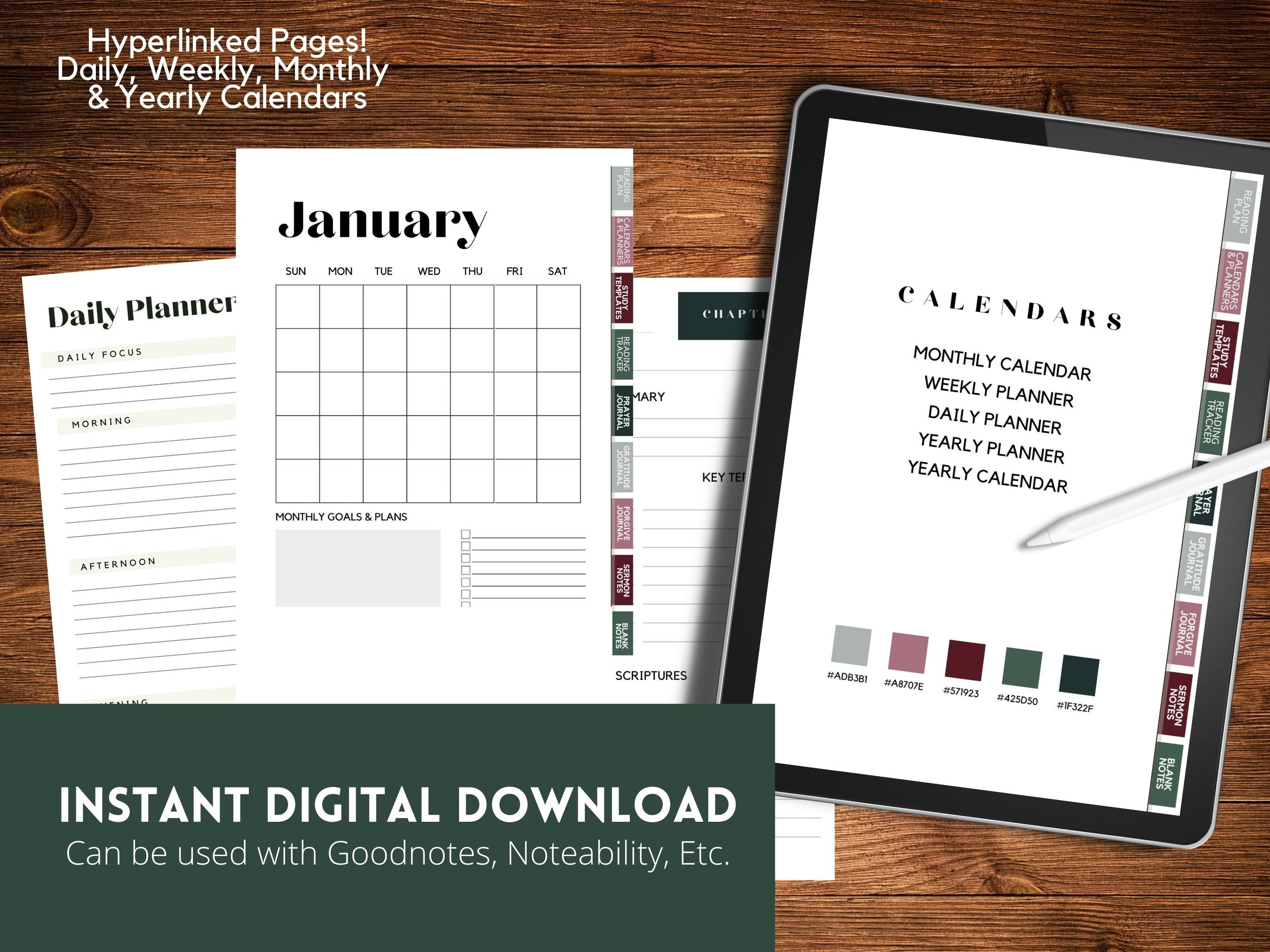 Digital Bible Study Journal, Planner, Calendar, Reading Plan, Reading ...