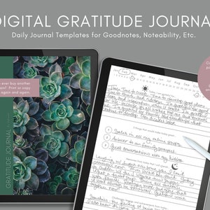 Digital Gratitude Journal, 5 Minute Journal Digital, Self Reflection ...