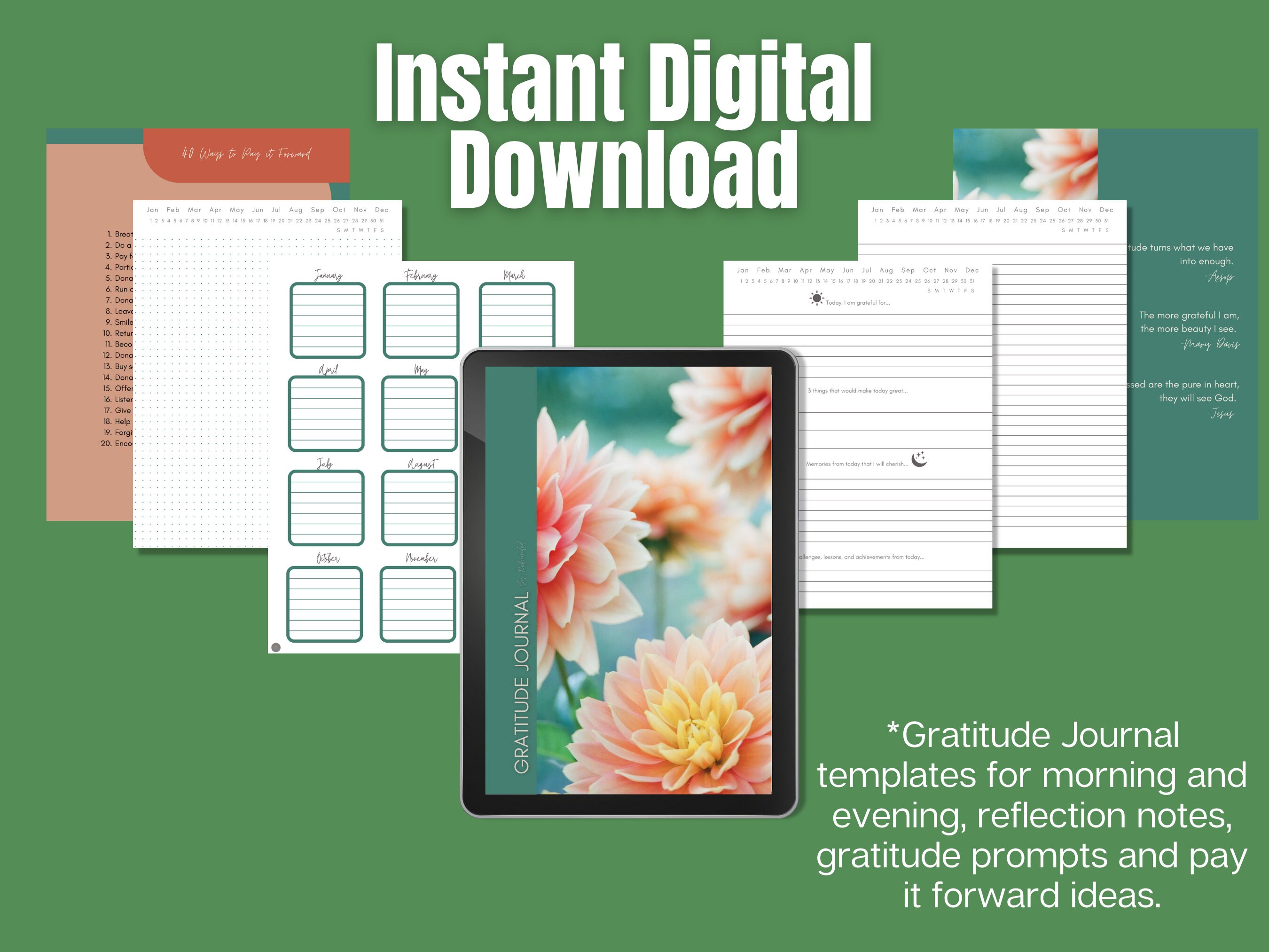 Digital Gratitude Journal, 5 Minute Journal Digital, Self Reflection ...