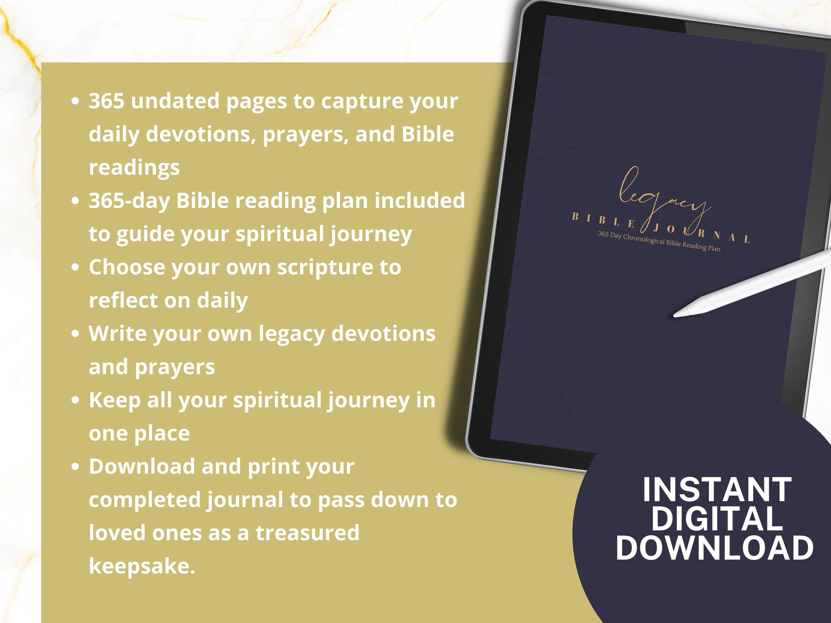 Legacy Bible Journal: 365 Day Chronological Reading Plan With Personal ...