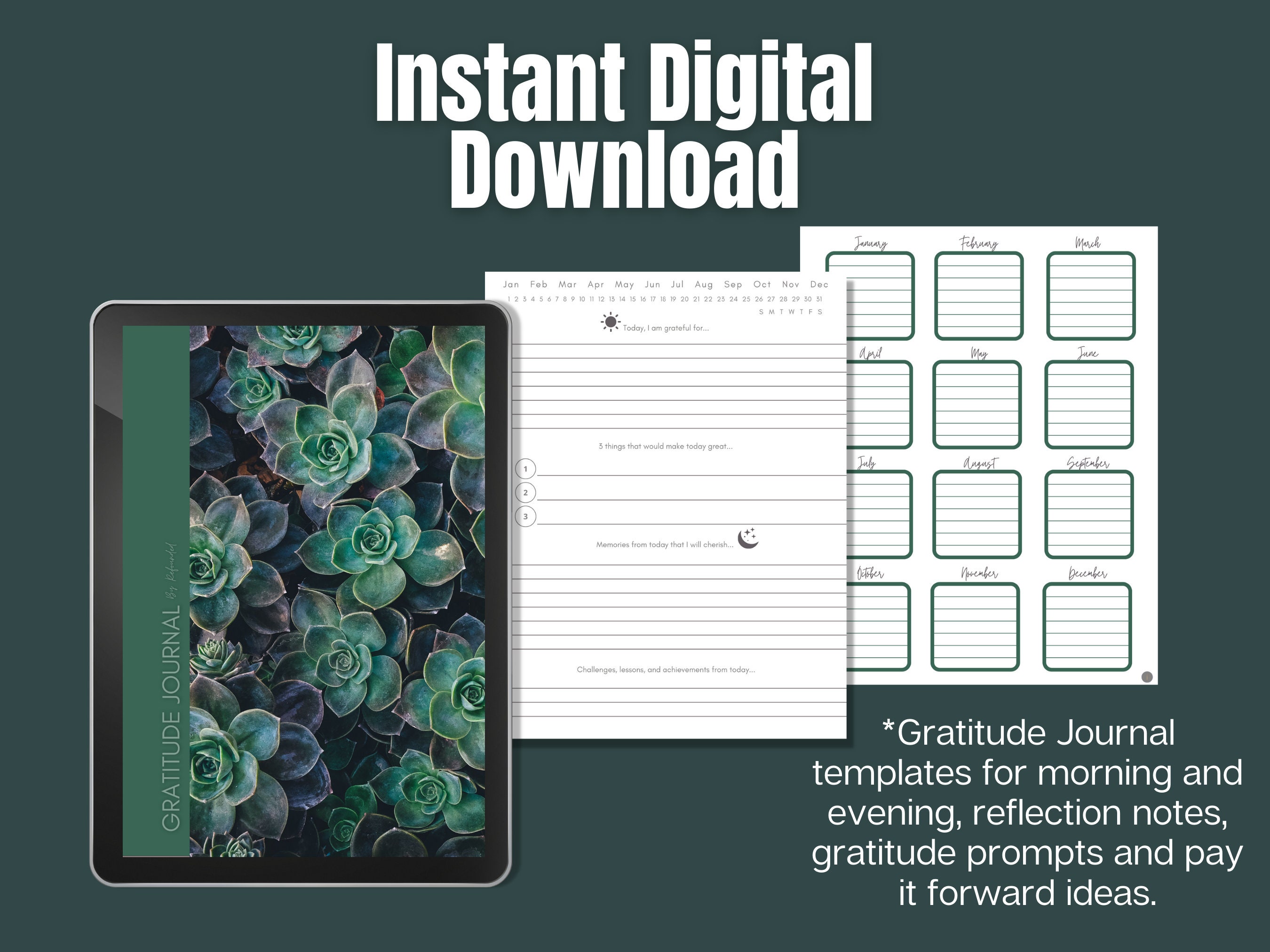 Digital Gratitude Journal, 5 Minute Journal Digital, Self Reflection ...