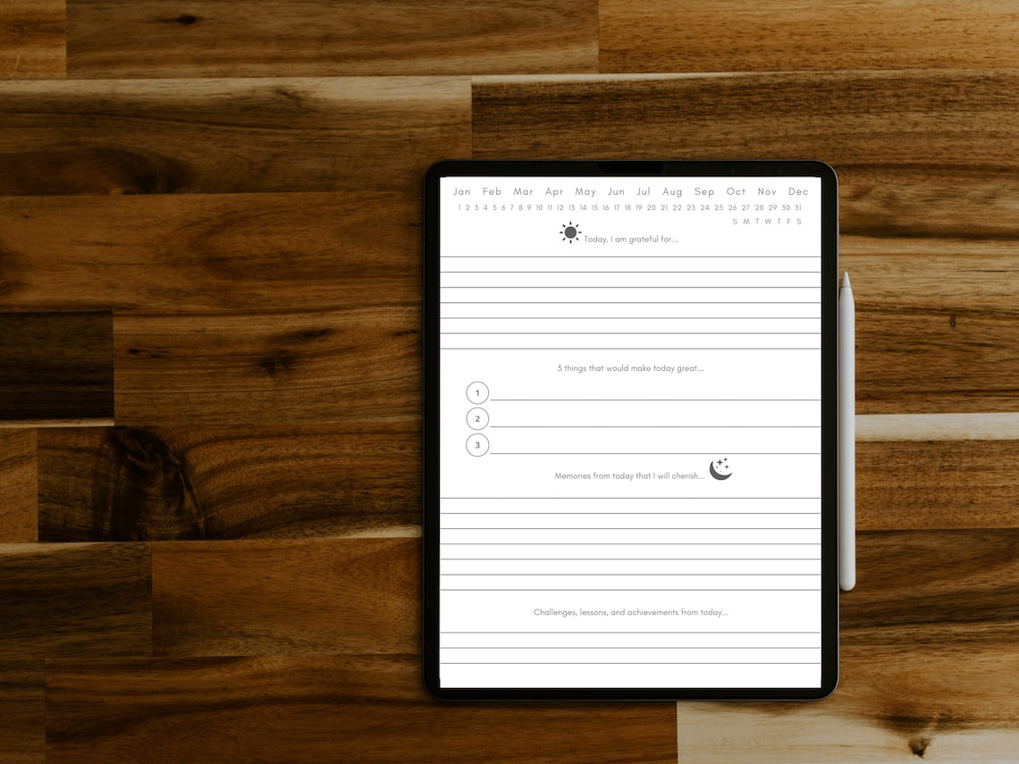 Digital Gratitude Journal, 5 Minute Journal Digital, Self Reflection ...
