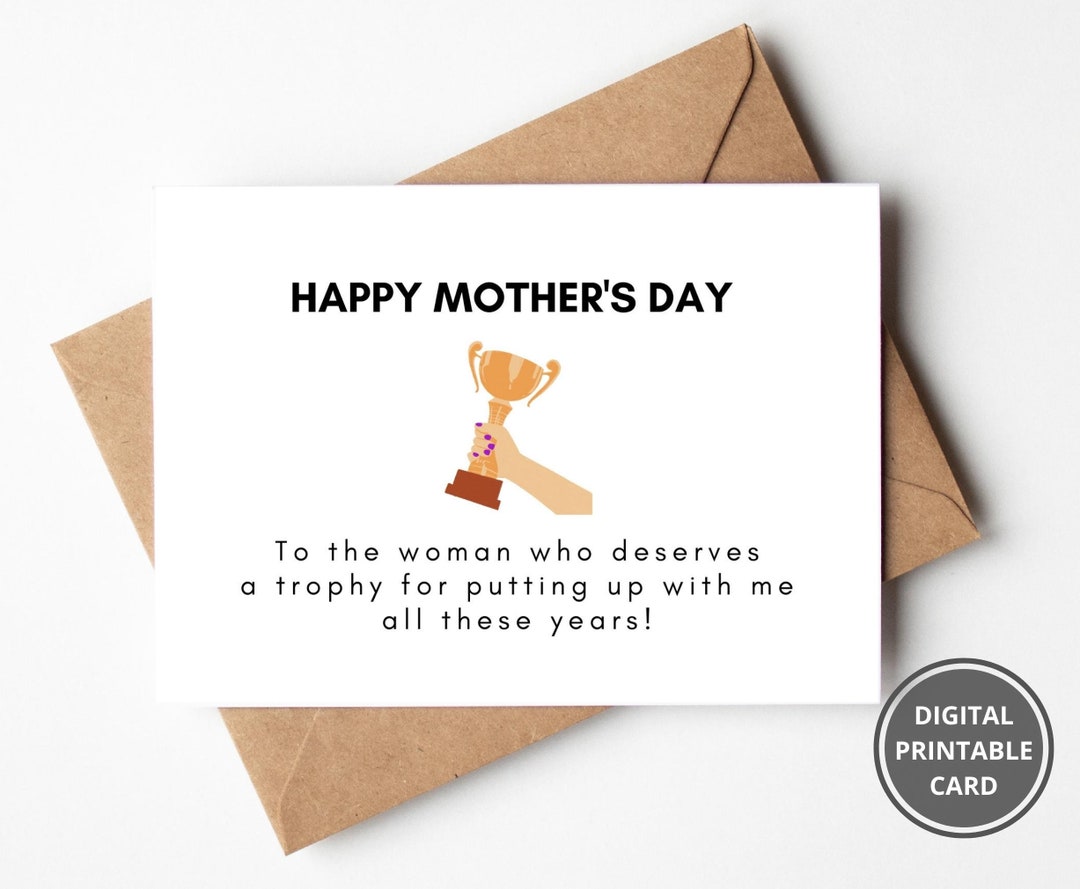 Printable Funny Mothers Day Card, Mothers Day Gift Card for Mom, Humour ...