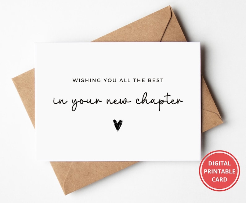 New Job Card, All the Best in Your New Chapter, Congrats Card ...
