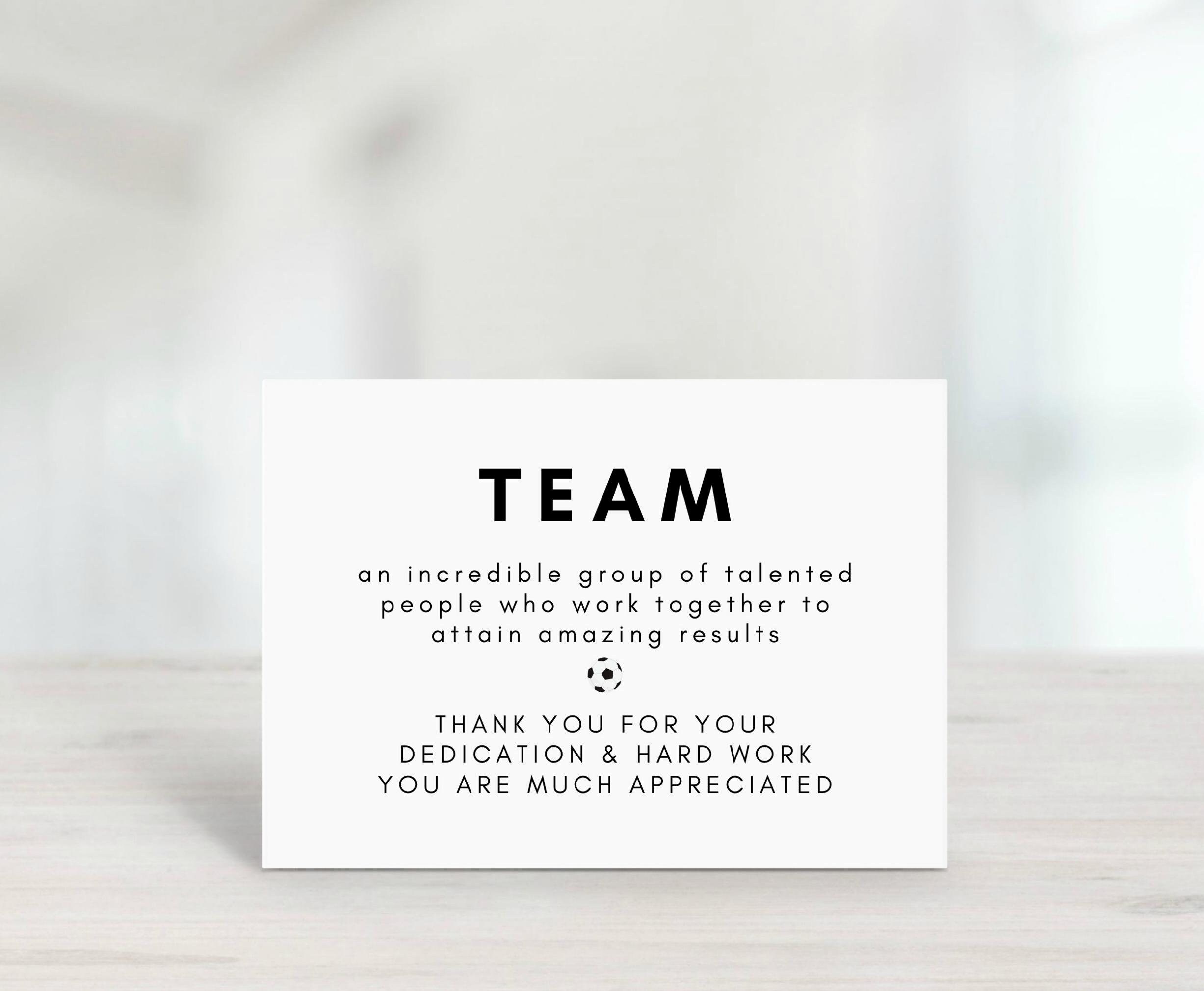 Soccer, Team Thank You, Soccer Team Card, Appreciation, Sports Team ...