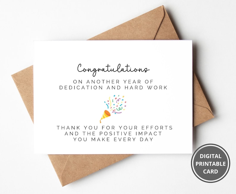 Happy Work Anniversary, Staff Appreciation Card, Employee Appreciation ...