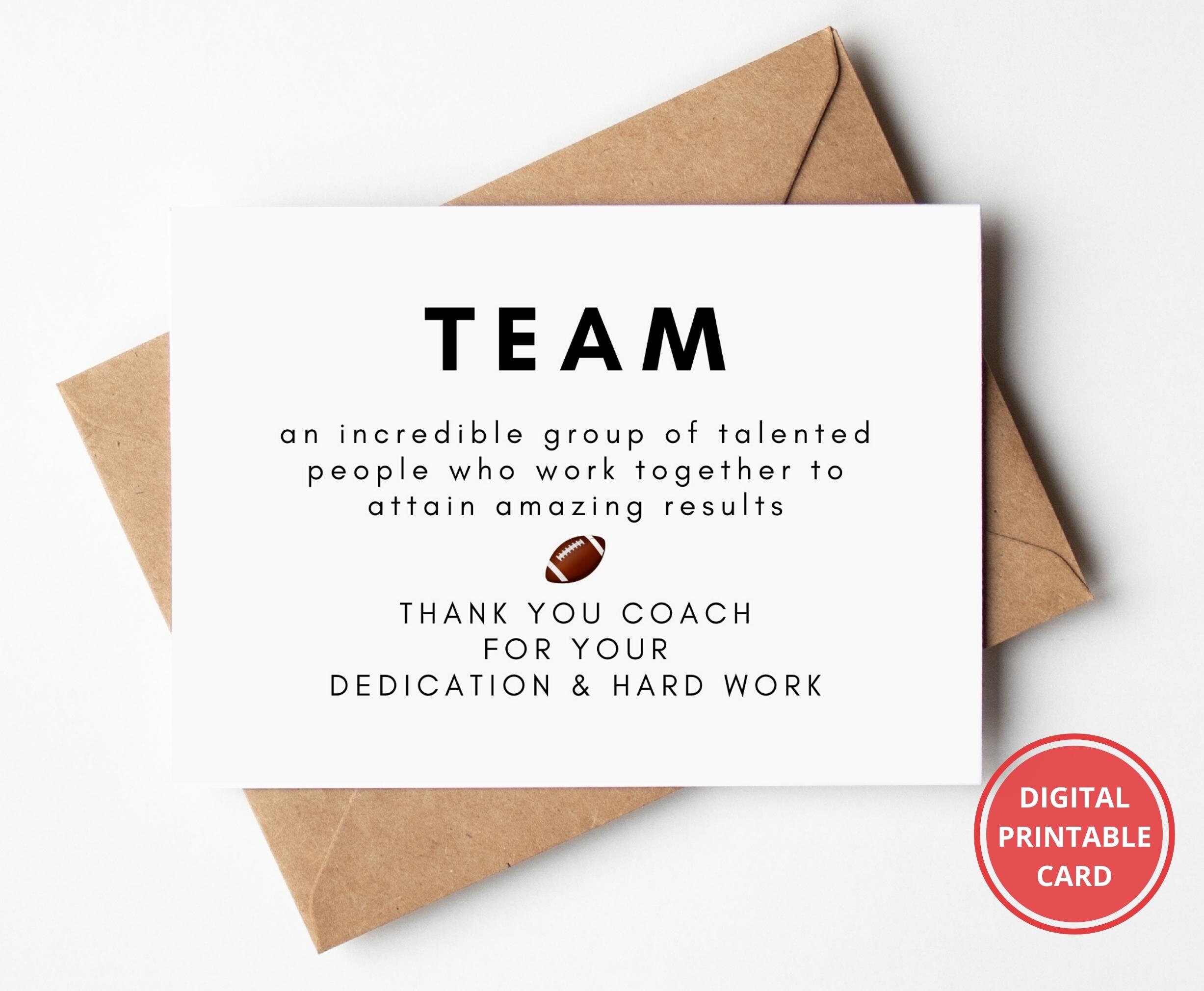 Football Coach Card, Thank You Coach Card, Football Coach Gift ...