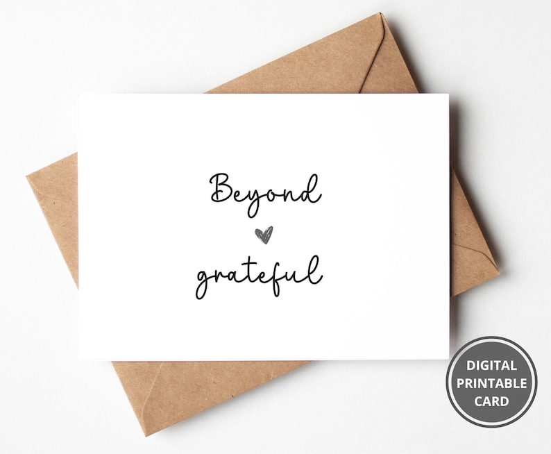 Thank You Card, Beyond Grateful, Gratitude, Appreciation Thank You Card ...