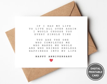 Romantic Anniversary Card, Anniversary Card for Partner, Anniversary ...