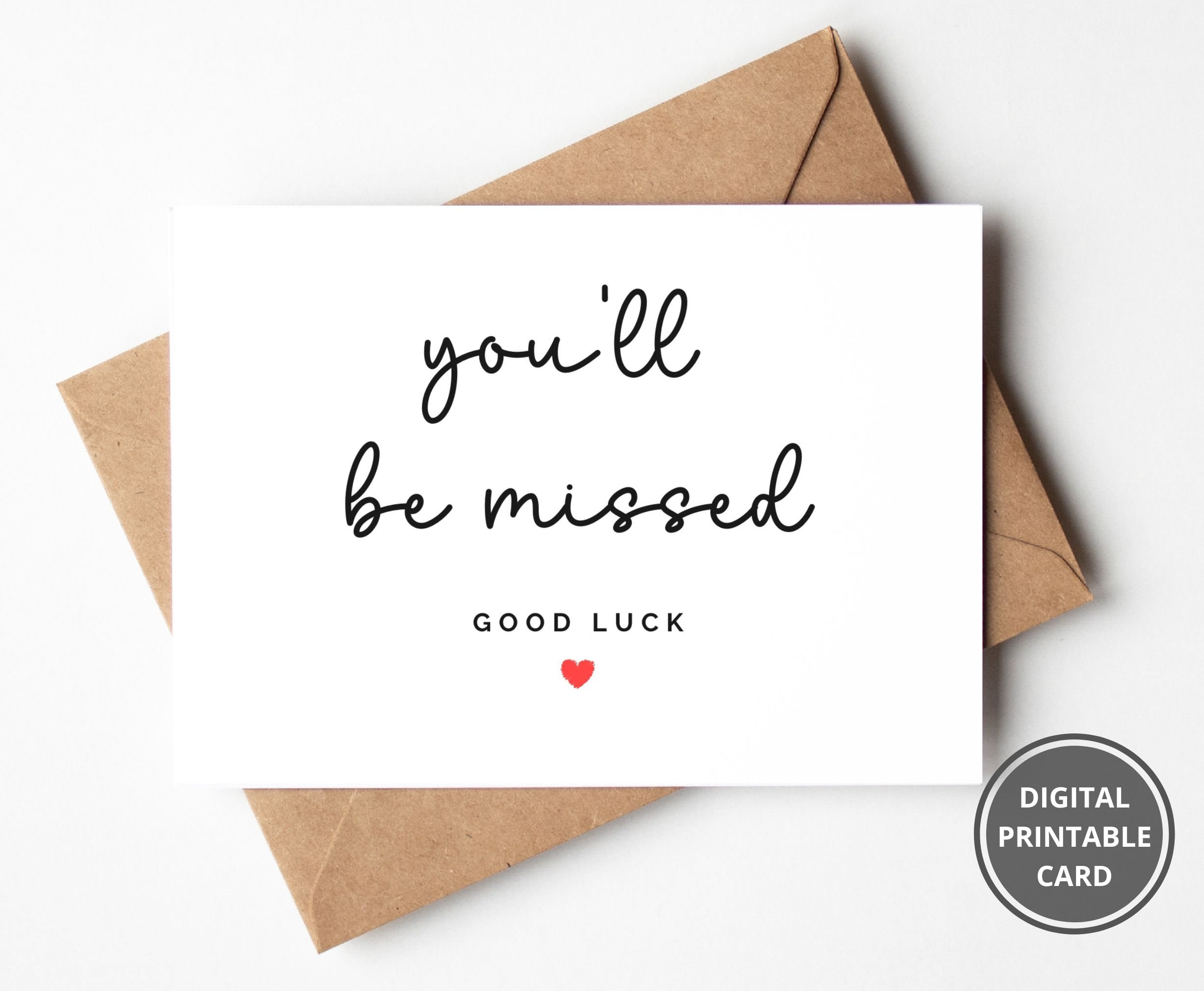 You'll Be Missed Good Luck Card, Printable Best of Luck in Your New Job ...