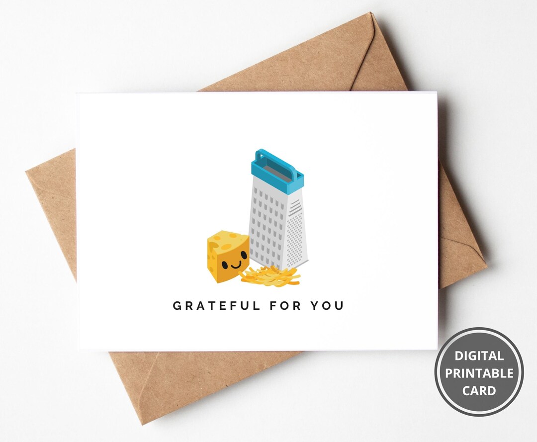 Grateful for You, Cute Thank You Card, Punny Thank You Card, Printable ...